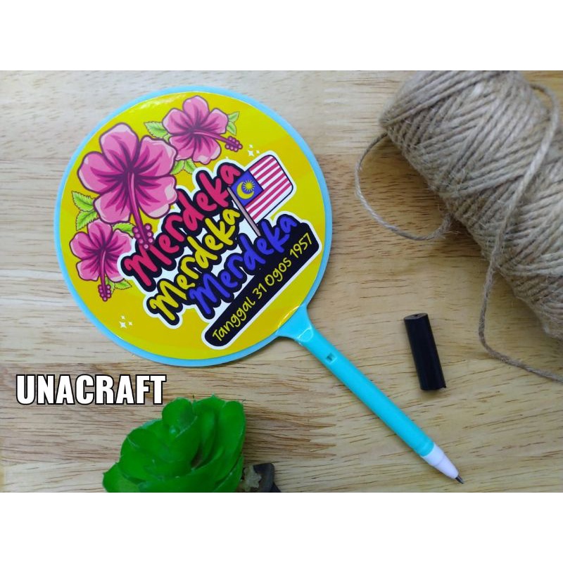 Kipas Tangan Hand Fan Tema Merdeka Happy birthday Custom design ...