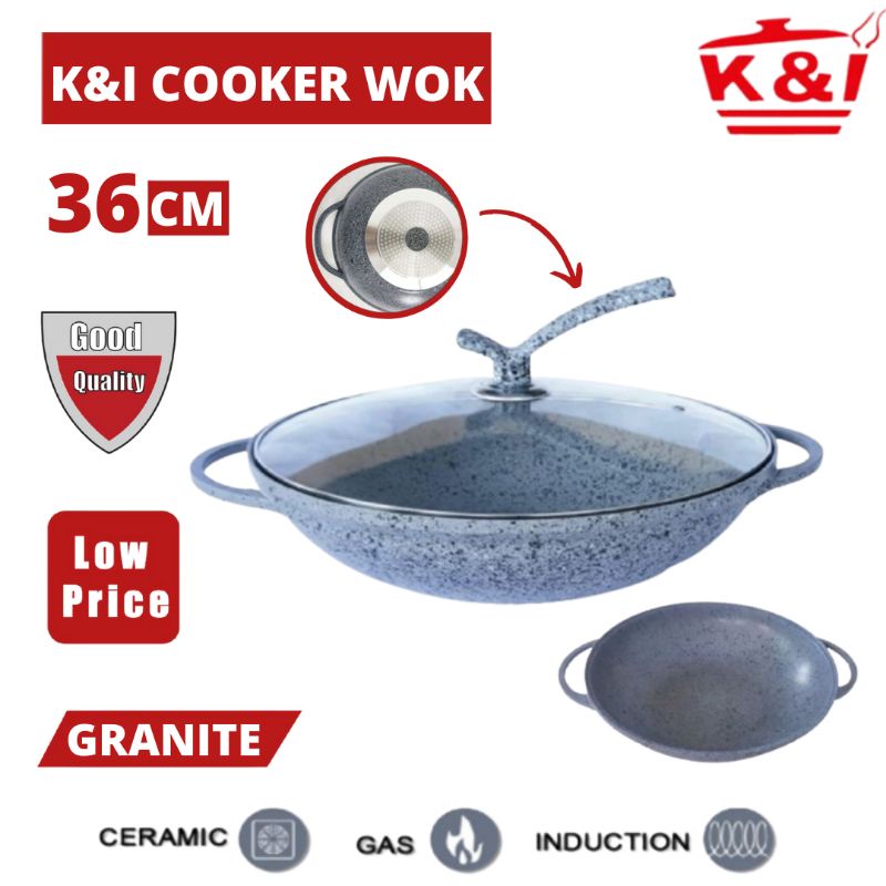 🔥K&I Granite Cooker 36CM| Wok 36CM|Kuali Batu |Stone Cookware🔥 | Shopee ...