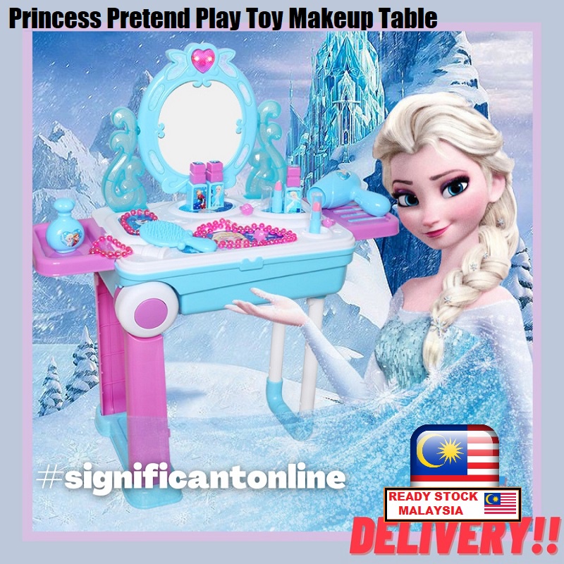 Princess Pretend Play Toy Makeup Table Frozen Elsa Makeup Table Toy Set ...