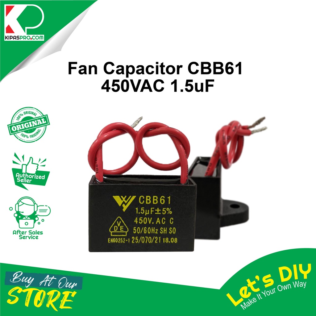 FAN CAPACITOR CBB61 450VAC 1.5uF FOR RUBINE CEILING FAN/STAND/TABLE ...