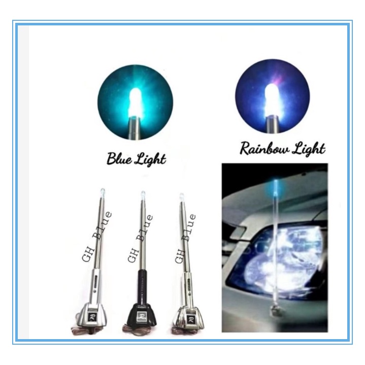 Blue Light Rainbow Light Chrome Tatinium Black Panel Car LED Antenna ...