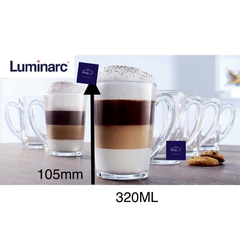 Luminarc Glass coffee tea cup mug 6pcs set tempered new morning version ...