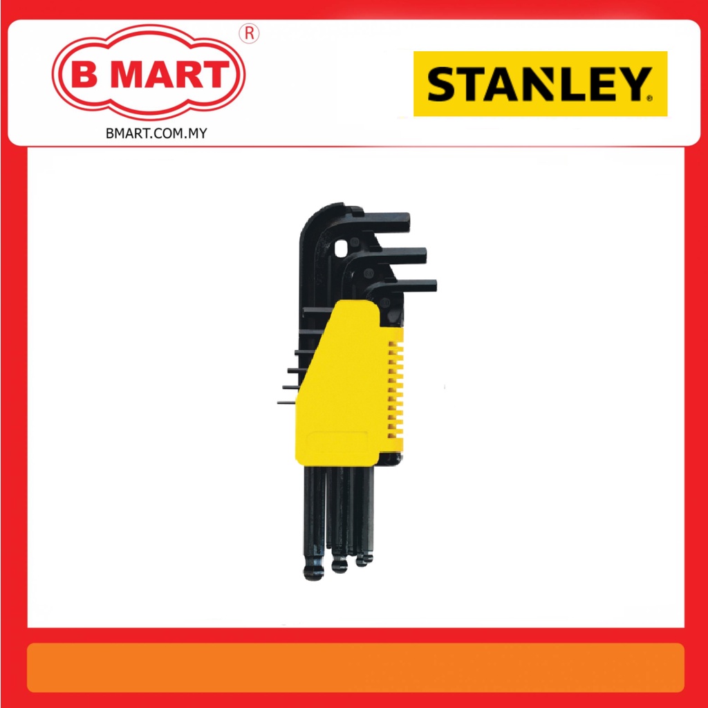 STANLEY ALLEN KEY/HEX KEY SET 9PC 1.5-10MM METRIC LONG ARM BALL JOINT ...