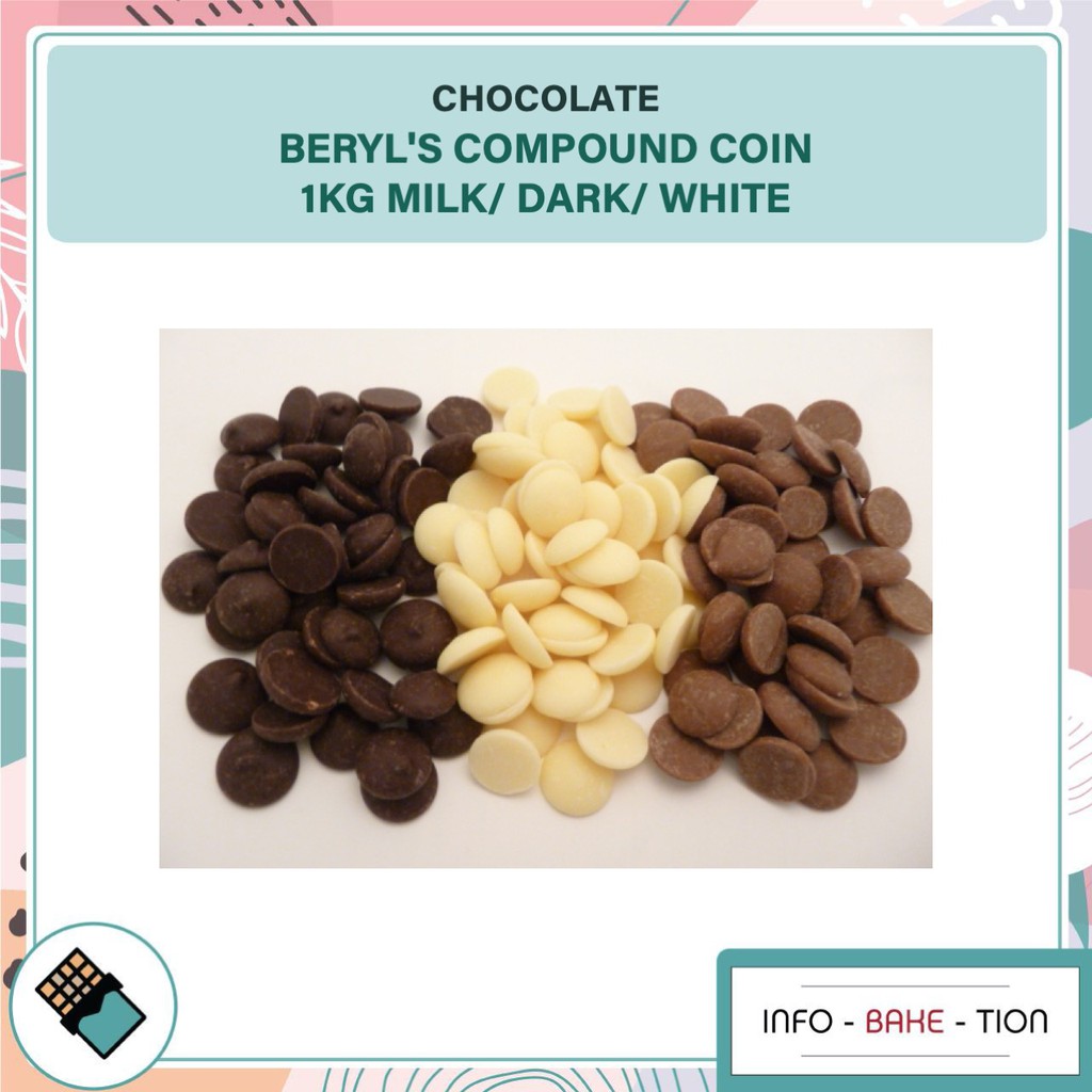 Beryl's Chocolate Compound Coin / Coklat Beryls (1kg) Milk/ Dark/ White ...