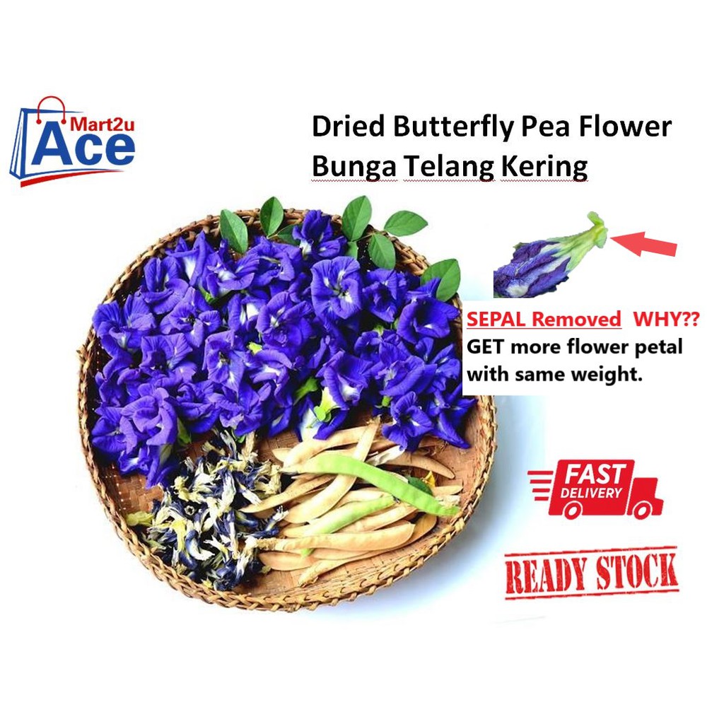 .RS. 💯 ORGANIC Bunga Telang kering Dried Butterfly Pea Flower 蓝花 蝶豆花 ...