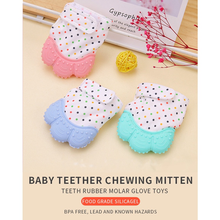 Newborn Baby Teething Mitten Colorful Glove Teether Chewable BPA Free ...