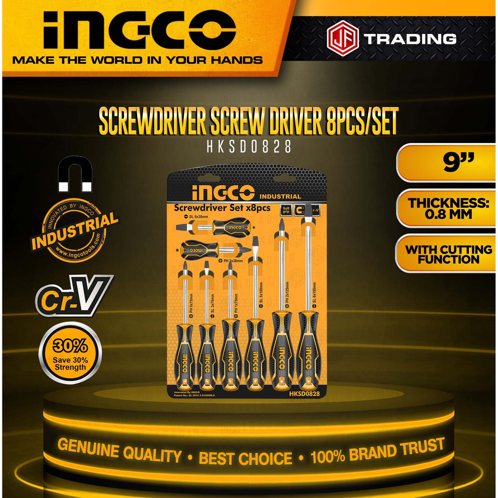 INGCO Screwdriver Screw Driver 8PCS/SET HKSD0828 JF TRADING | Shopee Malaysia