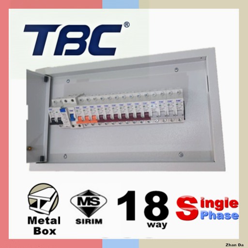 18 WAY Metal Distribution Box Full Set Single Phase 63a RCCB 0.1ma C/W ...