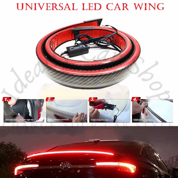 Ideally Universal LED Car Wing Tail Brake Light Strip Rear Spoiler Lip ...