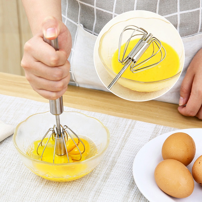 Semi-Automatic Egg Beater 304 Stainless Steel Egg Whisk Manual Hand ...