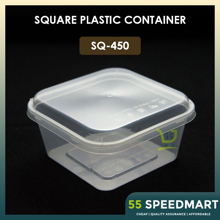 𝟱𝟱𝗦𝗣𝗘𝗘𝗗𝗠𝗔𝗥𝗧 SQ450 450ML SQUARE CONTAINER WITH LID [ ±10SETS ] PLASTIC ...