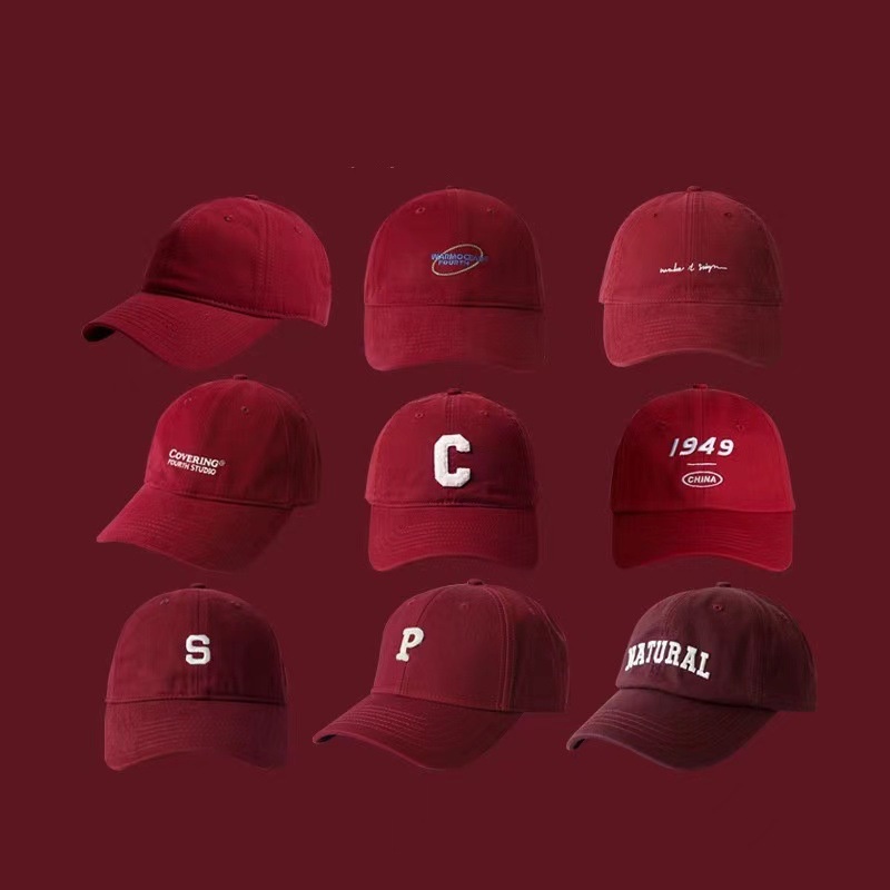 New Korean Version Red Embroidered Letter Soft Top Men's and Women's ...