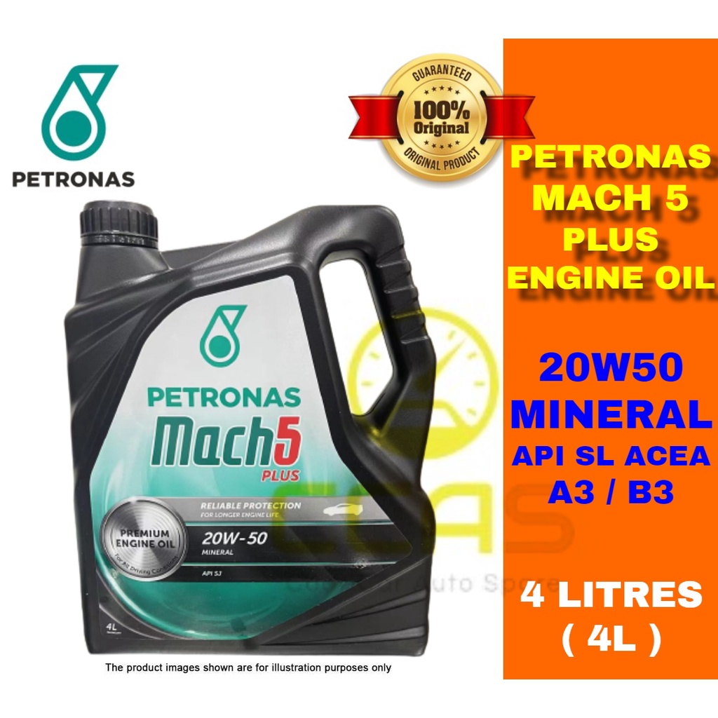 100% Original Petronas Mach 5 PLUS 20W-50 20W50 Mineral Engine Oil 4L ...