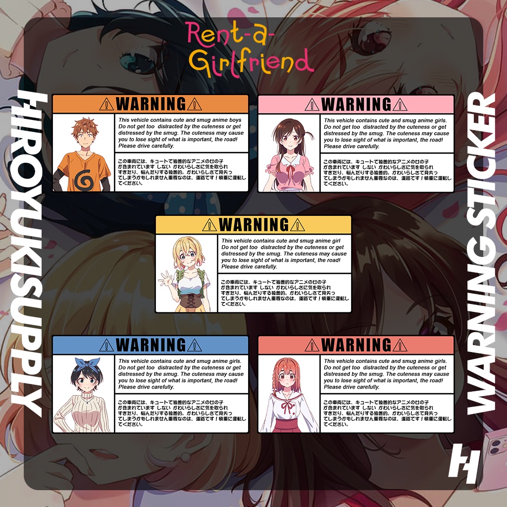 Sticker Anime Kanojo Okarishimasu Warning JDM Sticker Anime Rent A ...