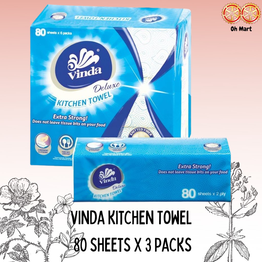 Vinda Deluxe Kitchen Towel (80sheets x 3 packs) | Shopee Malaysia