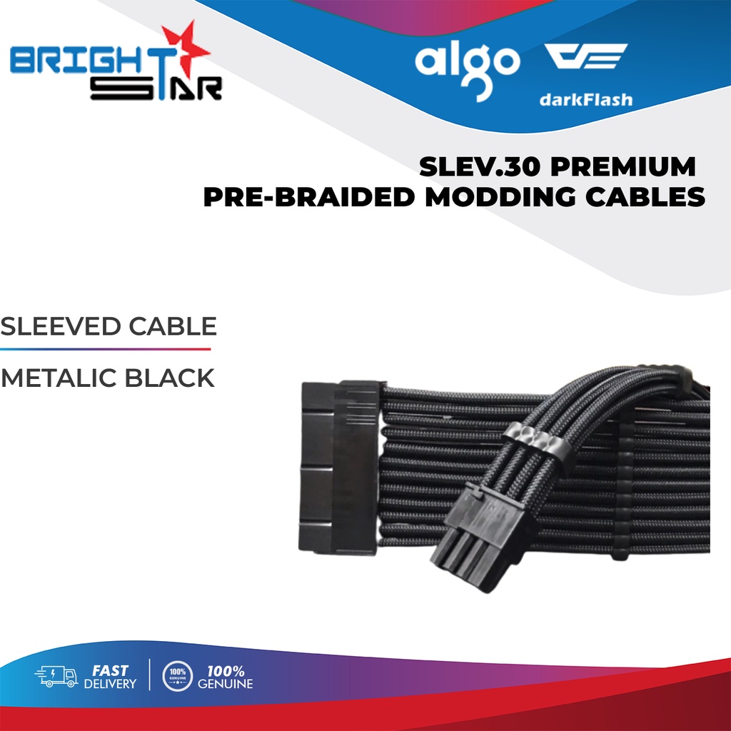 SLEV.30 PREMIUM PRE-BRAIDED MODDING CABLES / (METALIC BLACK, BLACK ...