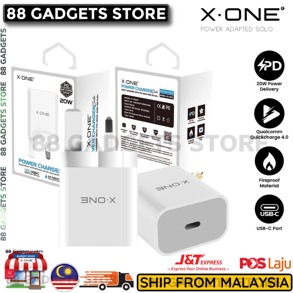 X-One Power Charger Solo USB-C With Power Delivery Fast Charge Adapter ...