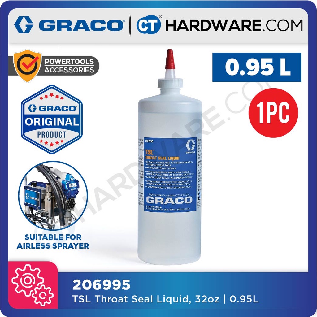 GRACO 206995 TSL THROAT SEAL LIQUID 32oz / 0.95L (MEDIUM SIZE) SUITABLE ...