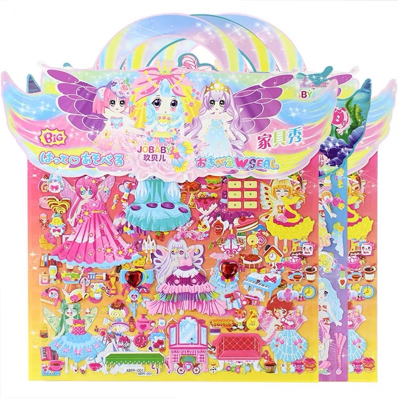 2 in 1 Dress Up Doll Stickers Paper Doll Cartoon Stickers Kid Girl ...