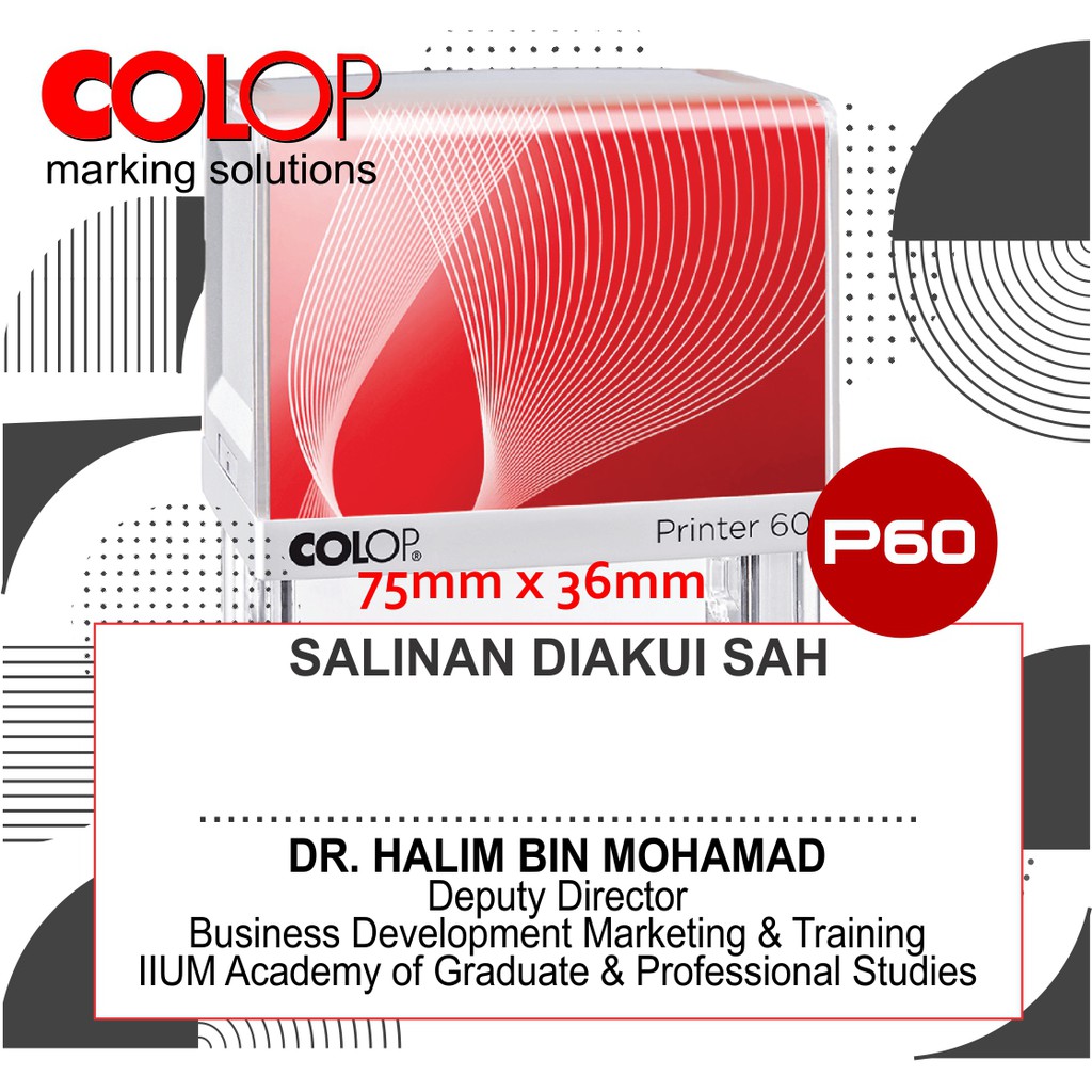 Rubber Stamp Besar P50&P60 Salinan Diakui Sah/Cop Sign (INK BIRU ...