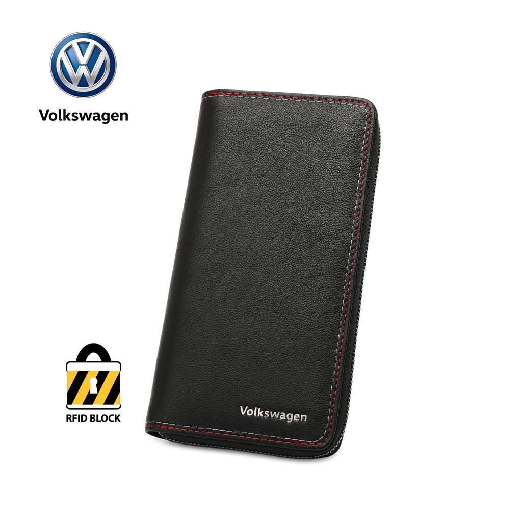 [Clearance] Volkswagen Genuine Leather RFID Zipper Long Wallet - Black ...