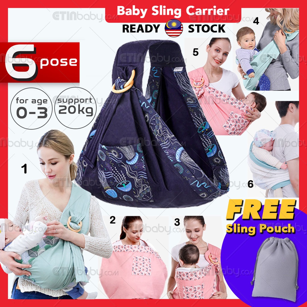 Kain Dukung Bayi 6 Posisi Soft Cotton Sling Wrap Baby Carrier Newborn ...