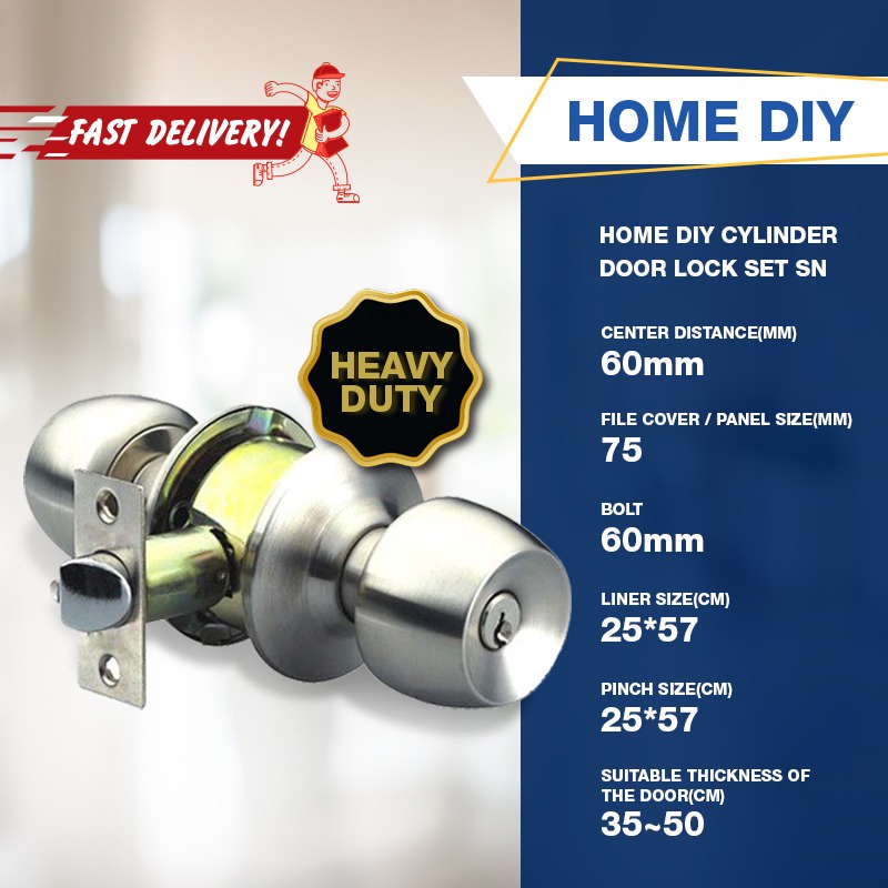 HOME DIY Cylinder Door Lock Set SN/AC For House Room Cylindrical Door ...