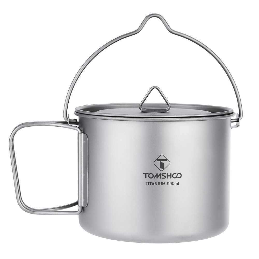 TOMSHOO 900ML Titanium Pot Portable Titanium Water Mug Cup () | Shopee ...