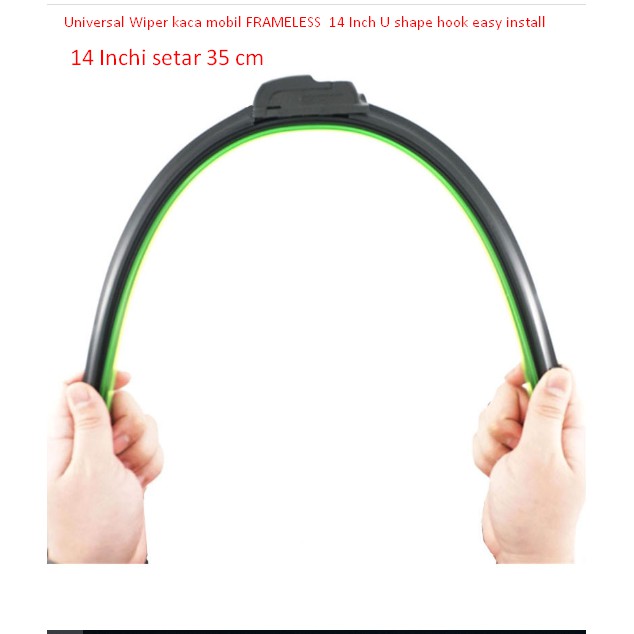 Universal FRAMELESS Car Glass Wiper 14inch U shape hook easy install ...