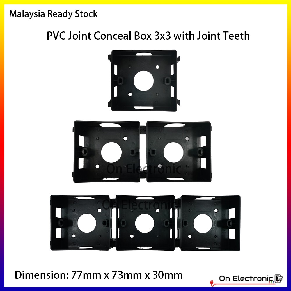 PVC Joint Conceal Box 3x3 with Joint Teeth / Conceal Type / Black ...