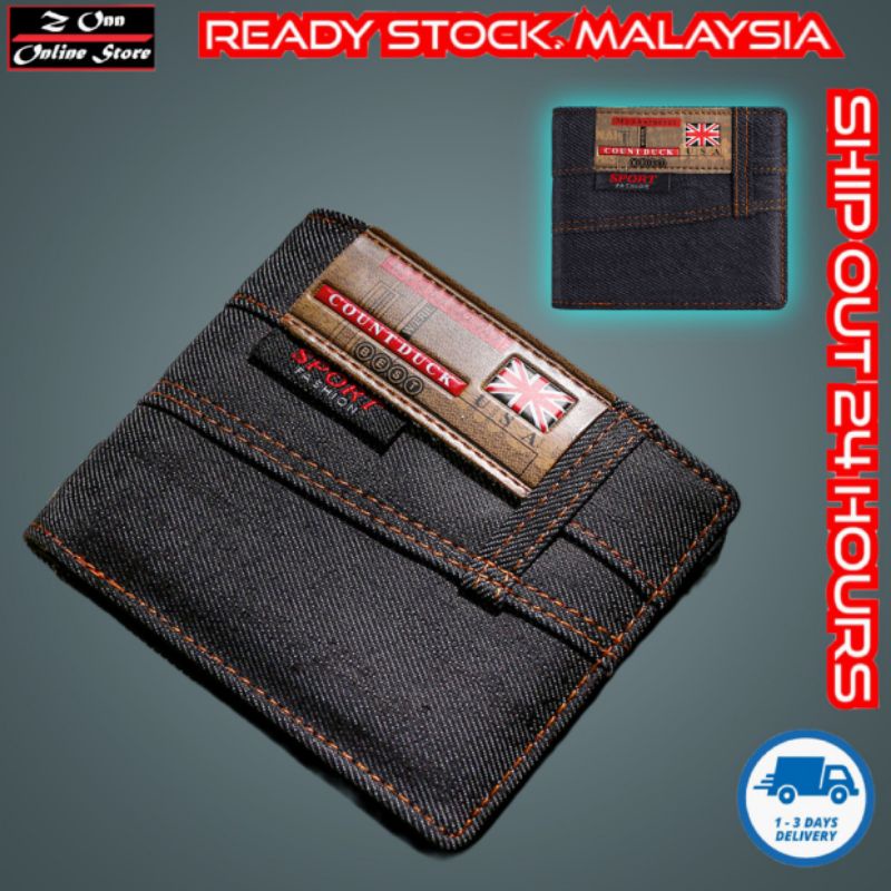 Men's wallet short stylish denim wallet two fold coin purse | Shopee ...