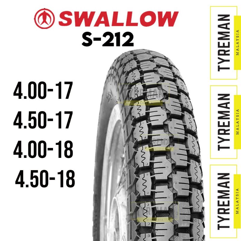 TAYAR MOTOSIKAL Swallow Classic WIRO S-212 4.00-17 > 4.50-18 Tubetype ...