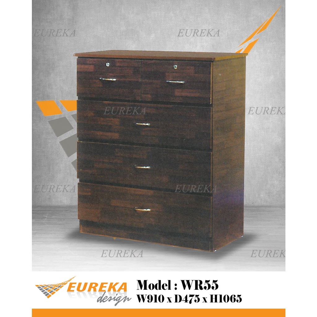 EUREKA 3ft Chest Drawer Cabinet 4 Layer Wood / Almari Laci WR55 ...