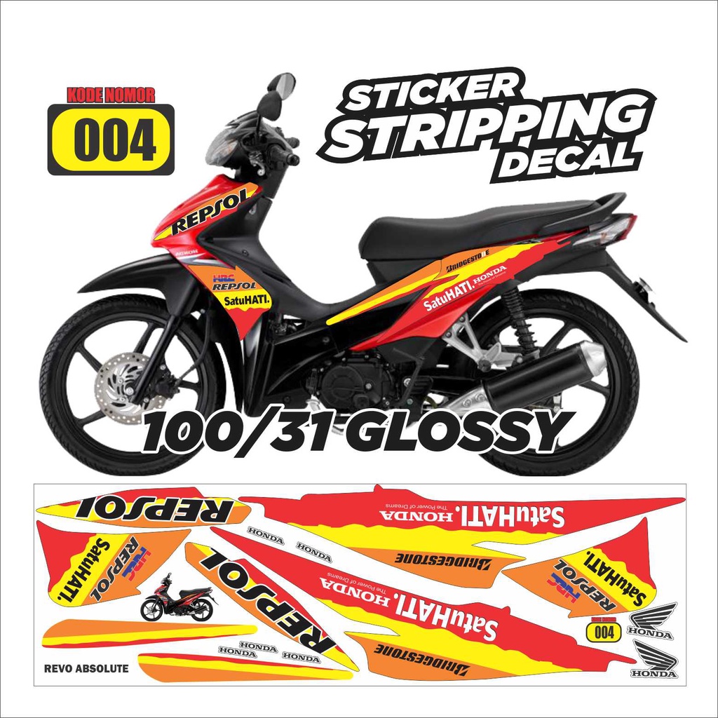 Sticker decal striping honda absolute revo 110 Variation repsol glossy ...