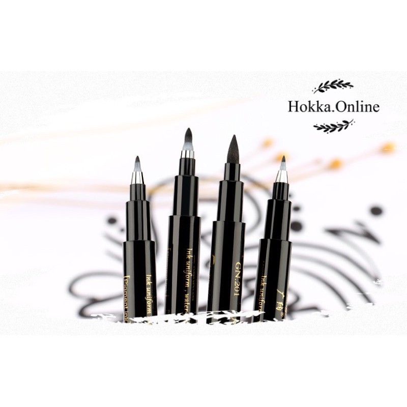 HOKKA Refillable Caligraphy Pen (4 Sizes of Bristle) Mini, Small ...