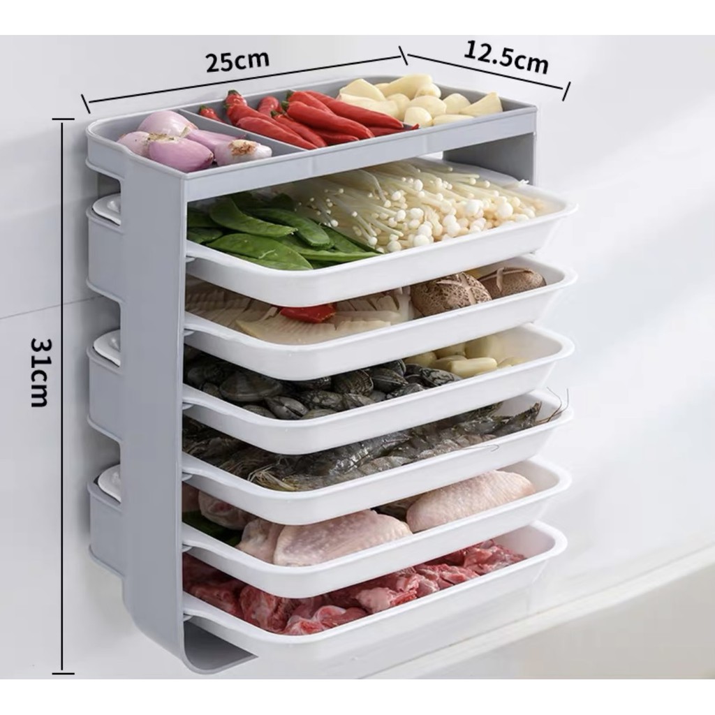 NEW 6 Layers Stackable Food Plate Rack Wall Mounted Steamboat Hot Pot ...
