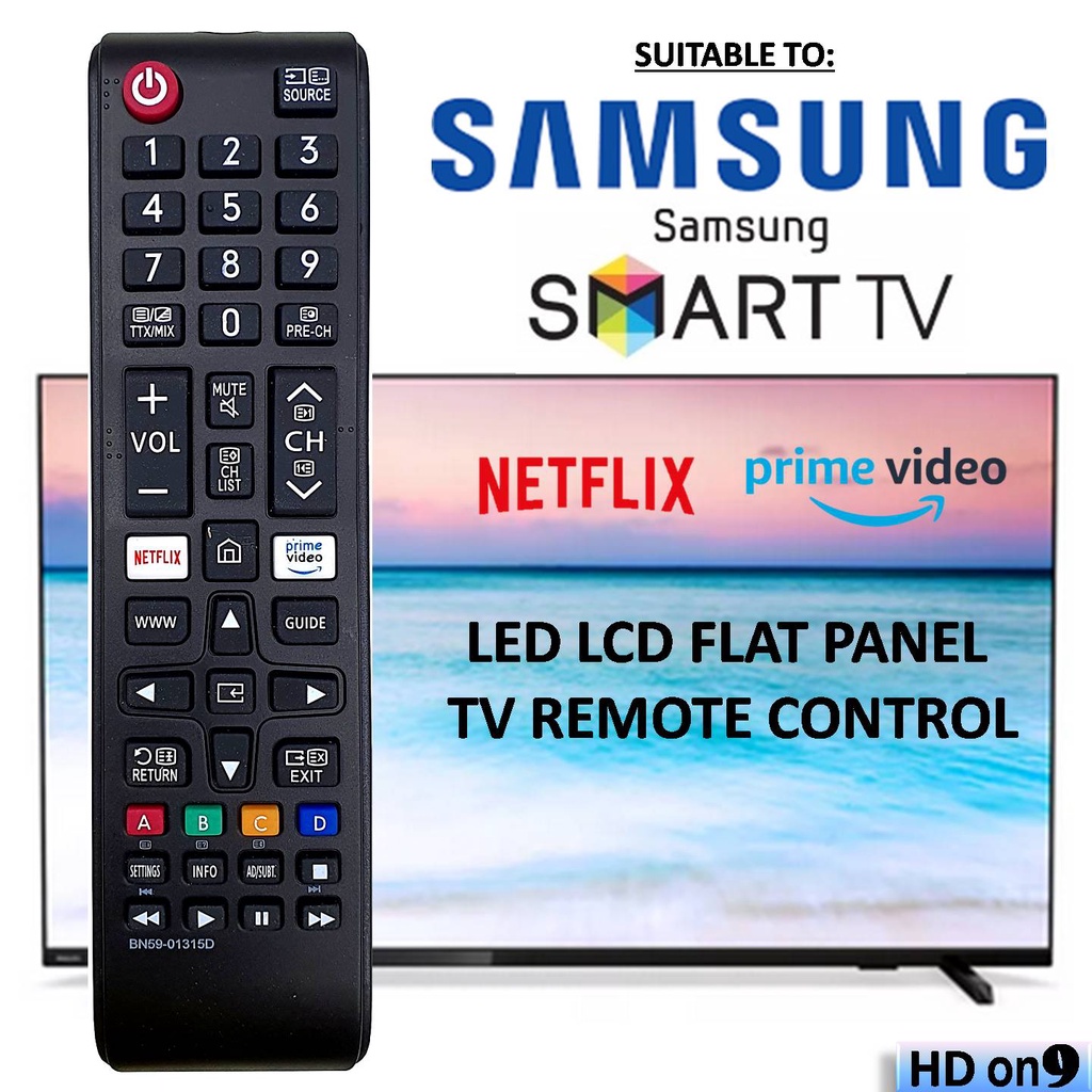 SAMSUNG Smart Led Lcd TV Remote Control Replacement with Netflix Prime Video button (1315D)(BN59 ...