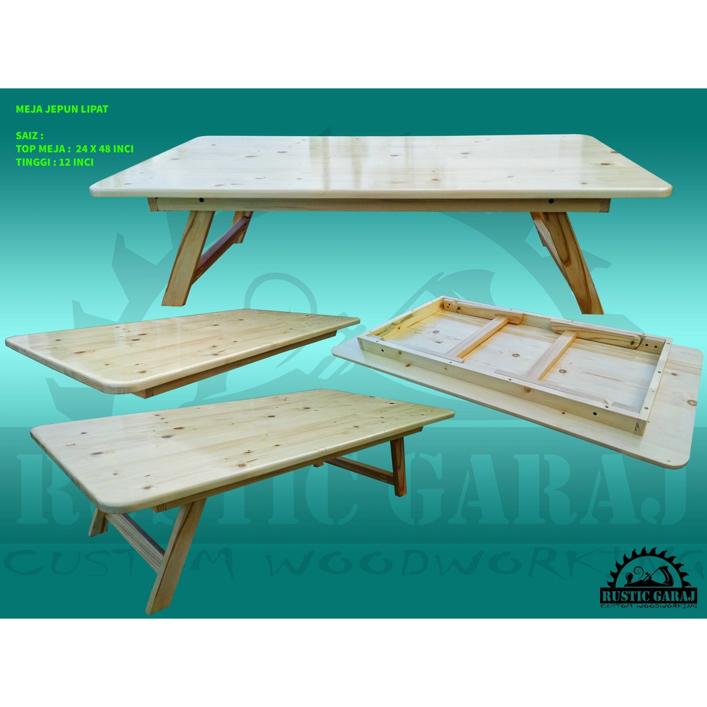 Meja Jepun Lipat Kayu Pallet pine (New Pine Wood) 2x4 kaki (Folding ...