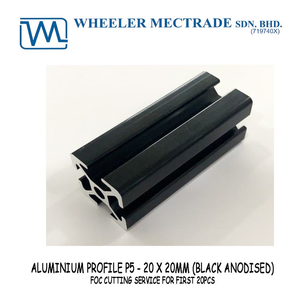 Aluminium Profile / Extrusion 20 X 20MM - BLACK ANODIZED [Short Length ...