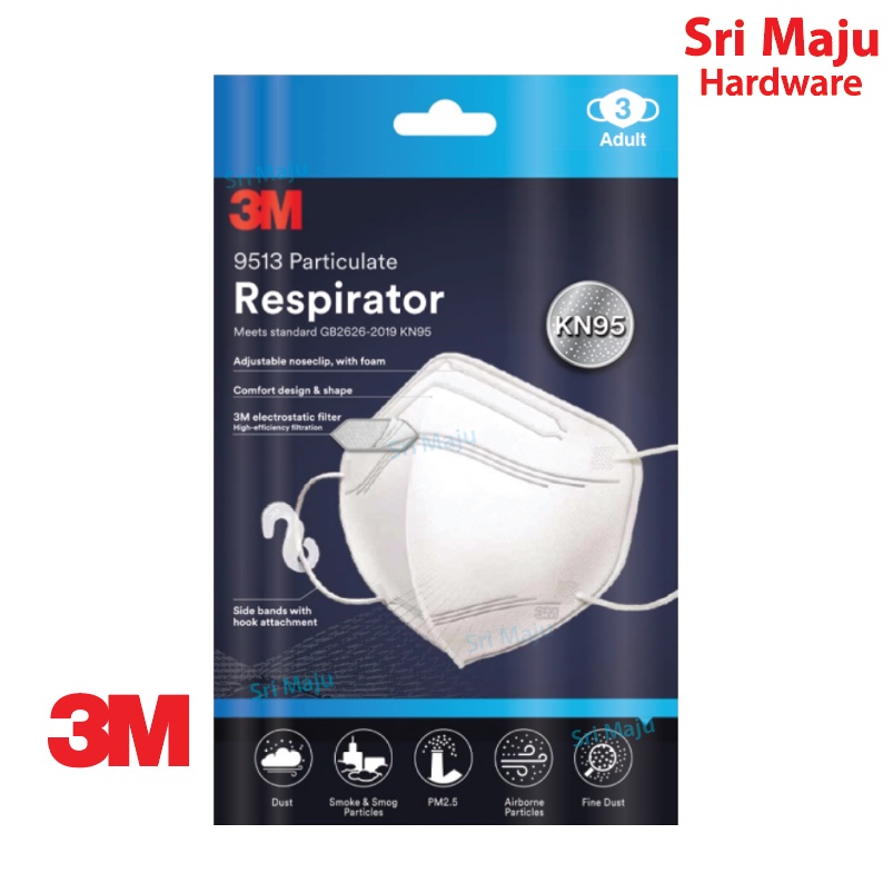 MAJU 3M 9513 Particulate Respirator KN95 4 Layer 3D Face Mask Filter ...