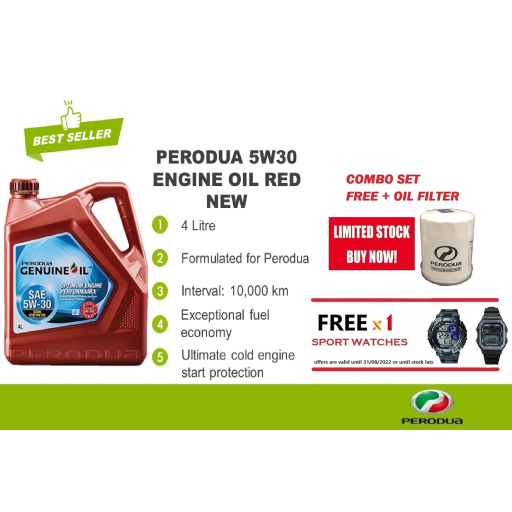 PERODUA 5W30 ENGINE OIL BLUE 4L MINYAK HITAM SEMI SYNTHETIC 5W-30 ...