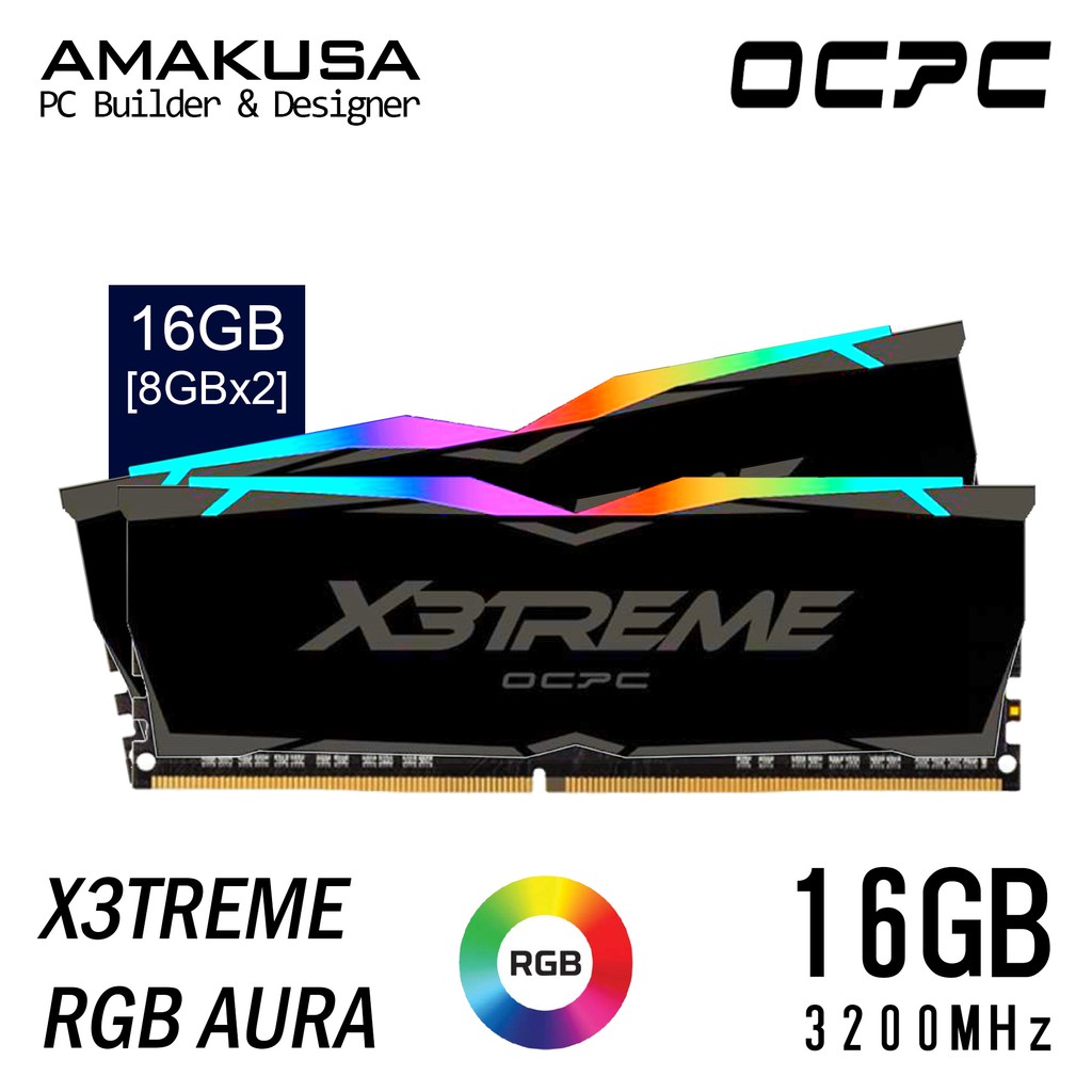 OCPC X3TREME RGB AURA 🌈 DDR4 16GB 3200 MHz Kit of 8GBx2 Black White ...