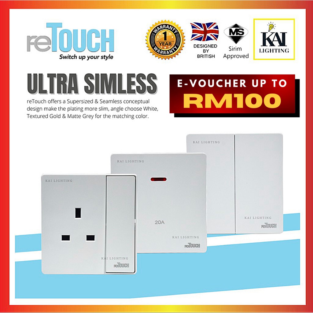 🔥DISCOUNT VOUCHER🔥Retouch Ultra Rimless Socket and Slim Modern Switch ...
