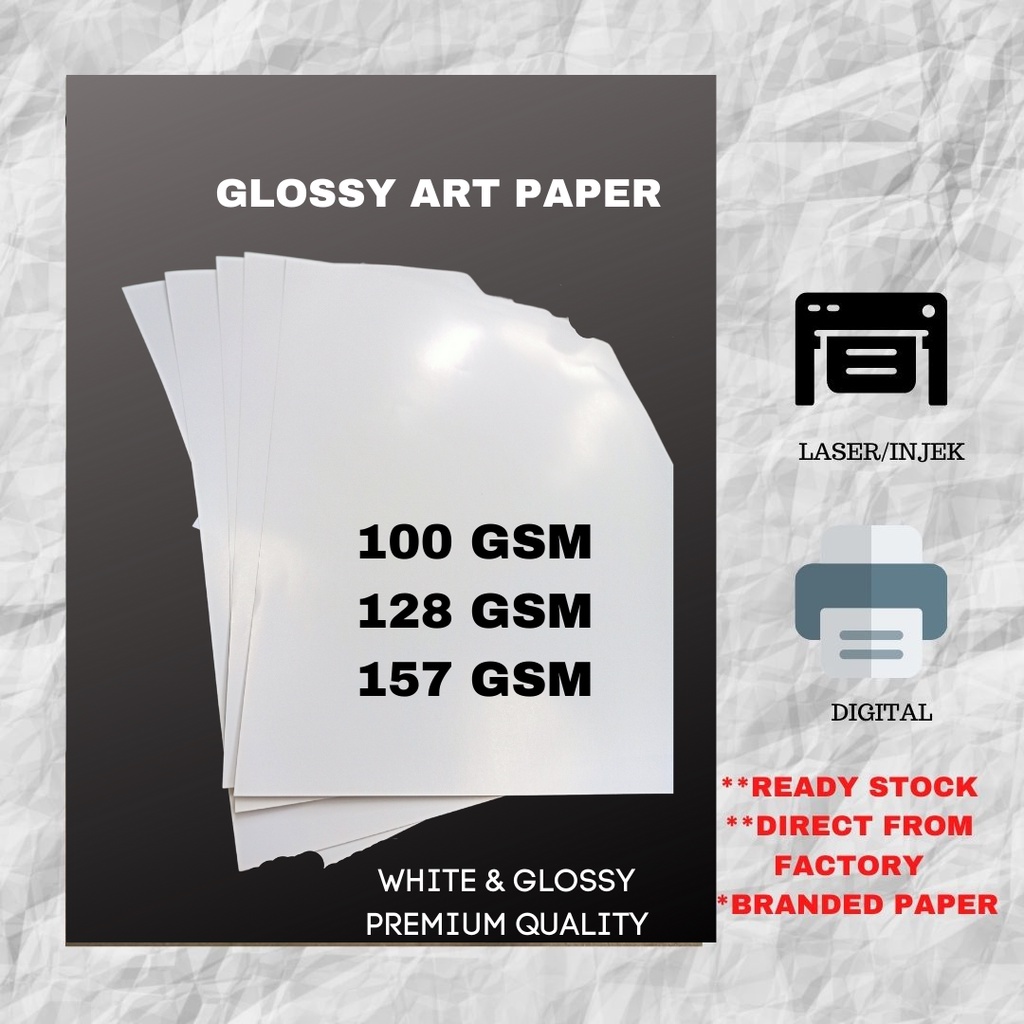 100GSM 128GSM 157GSM Double Sided GLOSSY ART PAPER A5 A4 A3 SIZE ...