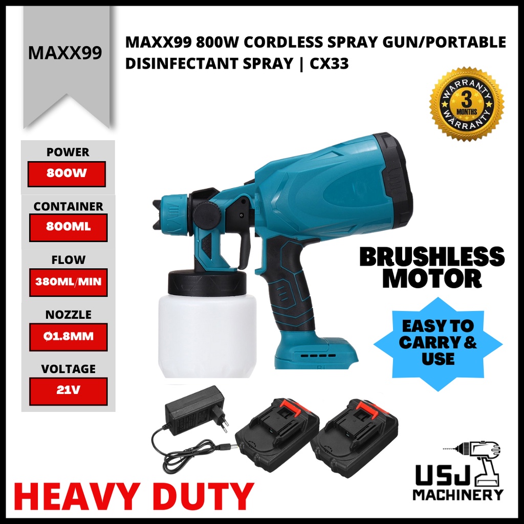 MAXX99 800W Cordless Spray Gun/Portable Disinfectant Spray CX33 | 3 ...