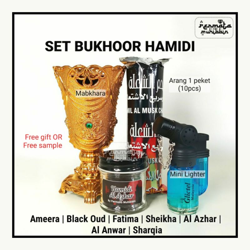 Bukhoor set murah 10g hamidi bukhor ameera black oud fatima al azhar ...