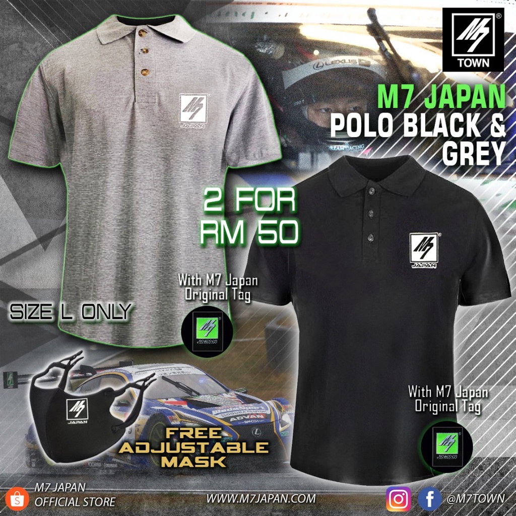 Original M7 Japan Polo Black & Grey | Shopee Malaysia