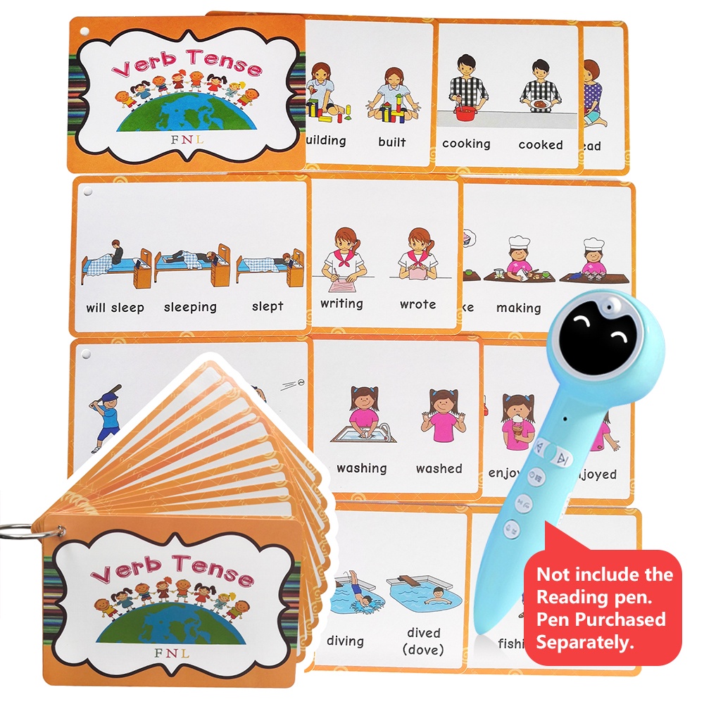 Verb Tense Flash Card English Word Picture Cards Activities Educational ...