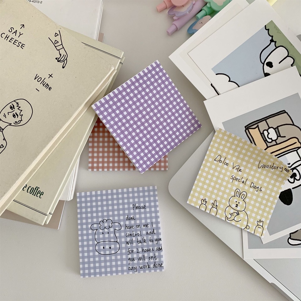 【READYSTOCK】韓國ins風糖果格子便簽本便利貼手帳素材 korean ins candy color sticky notes ...