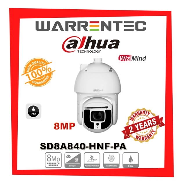 DAHUA 8MP 40x STARLIGHT IR PTZ AI NETWORK CAMERA - SD8A840-HNF-PA ...